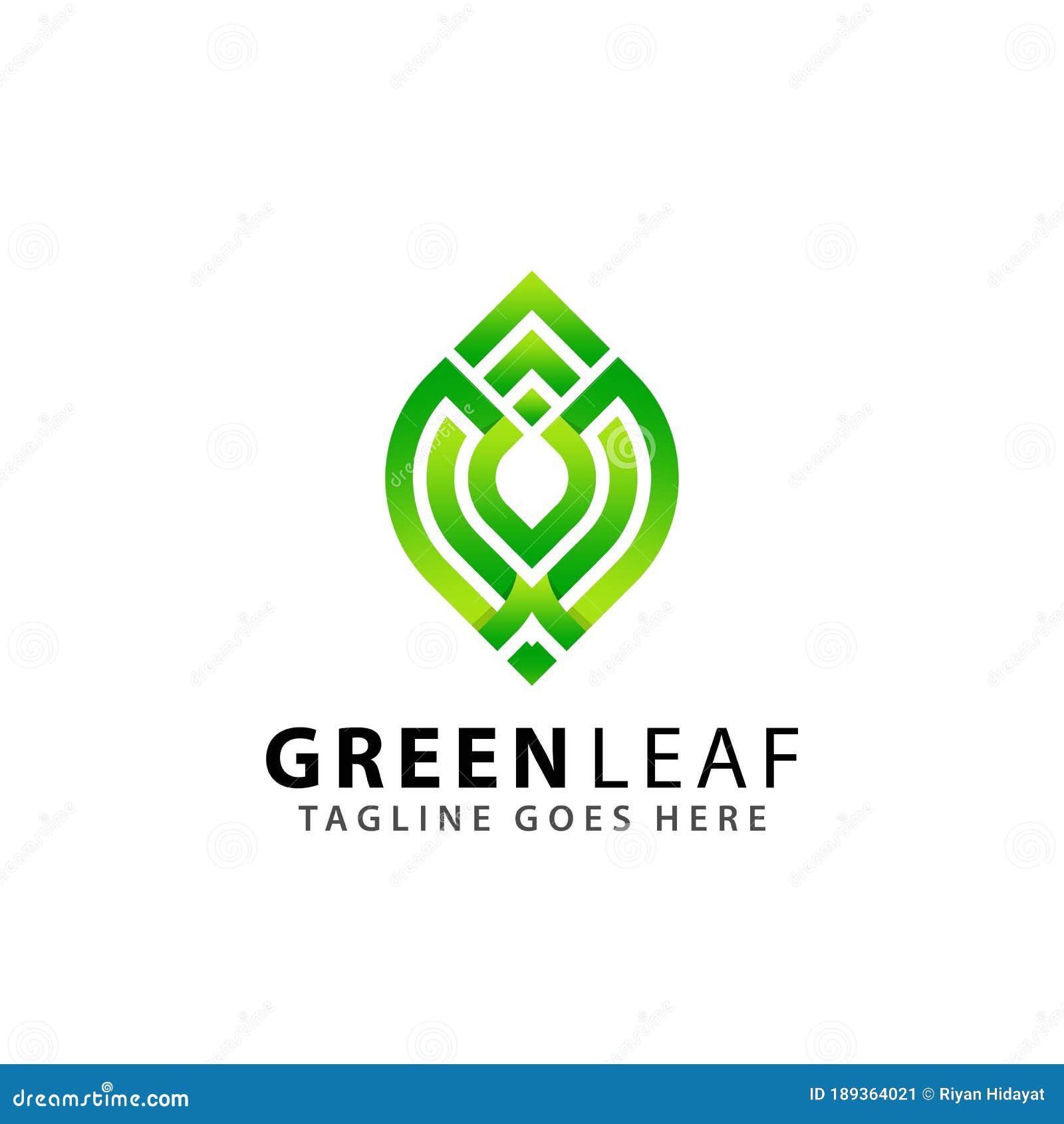 Abstract Gradient Green Leaf Monogram Logos Design Vector Illustration ...