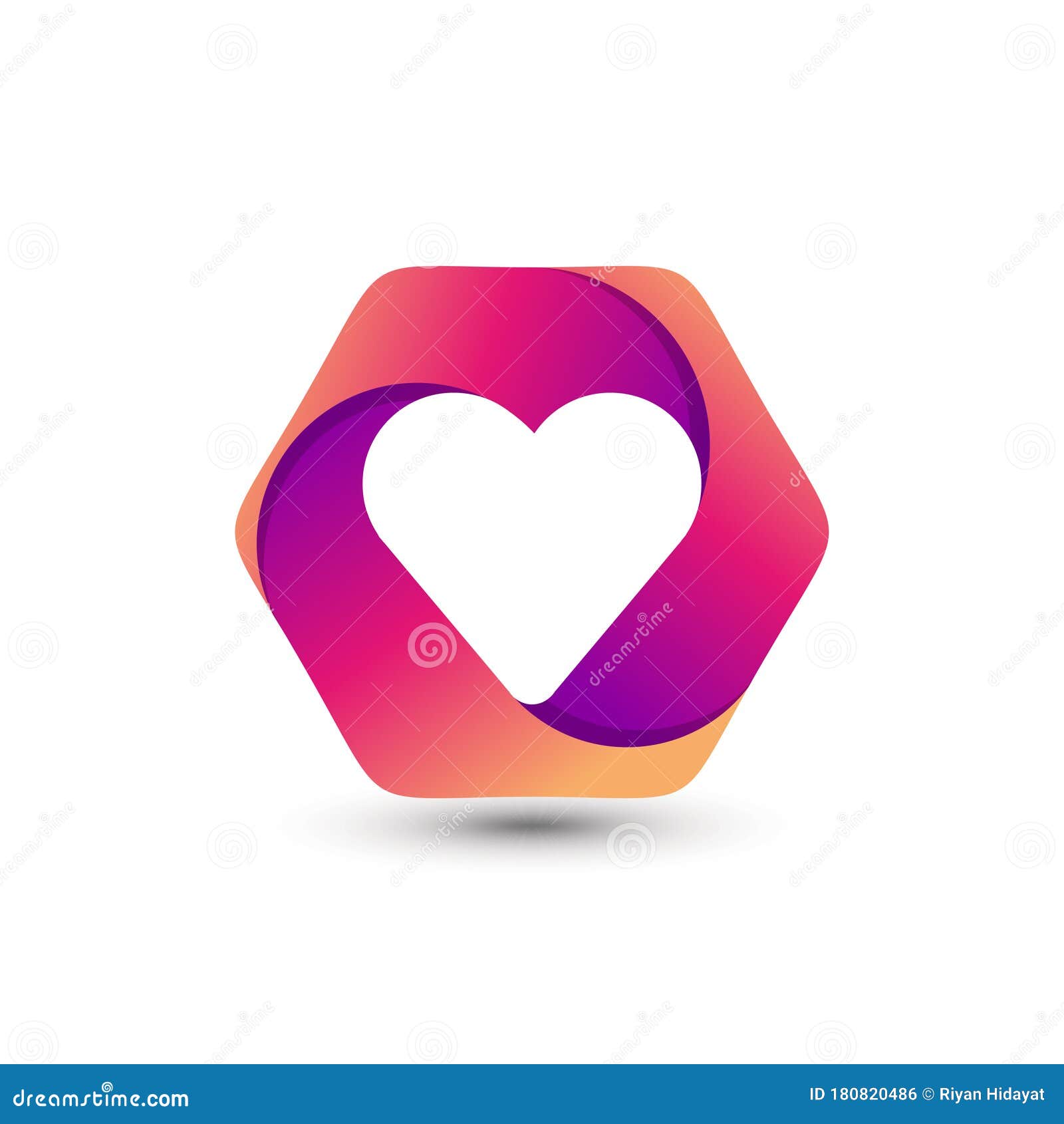 Abstract Gradient Hexa Love Logo Design Template Premium Vector Stock ...