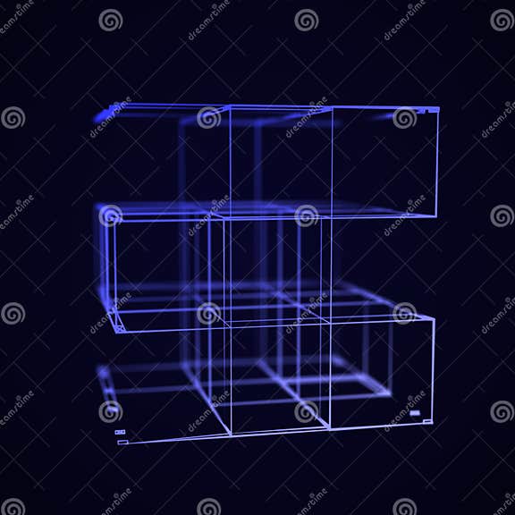 Abstract Gradient Lines Connection in the Shape of Boxes. Mesh Square ...