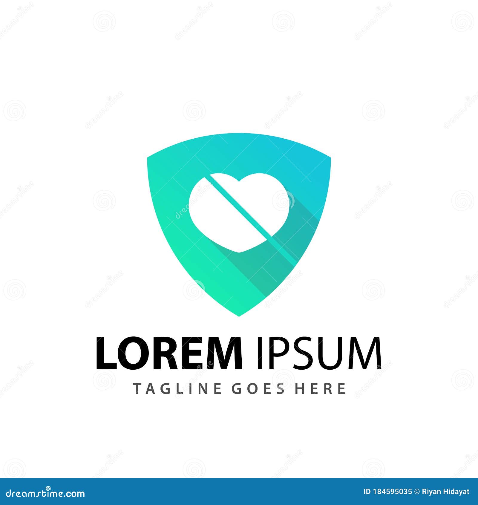 Abstract Gradient Love Shield Protection Logo Design Template Premium ...