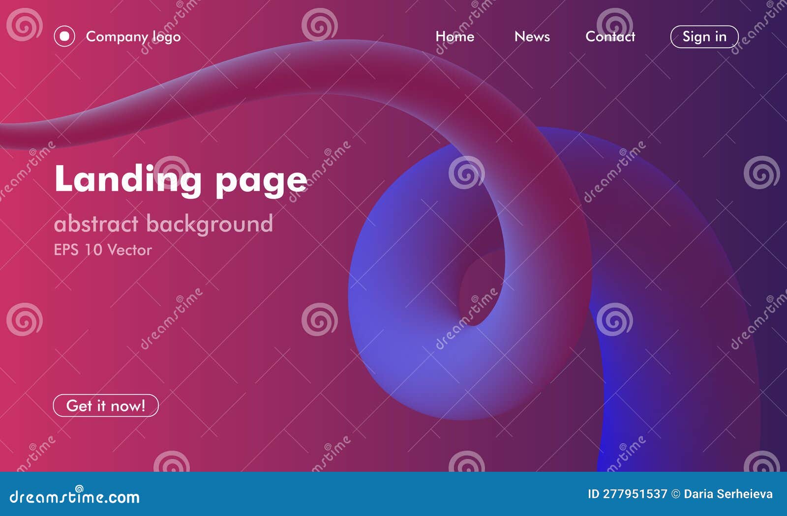 Abstract Gradient Red Blue Background with 3D Line Object Stock Vector ...