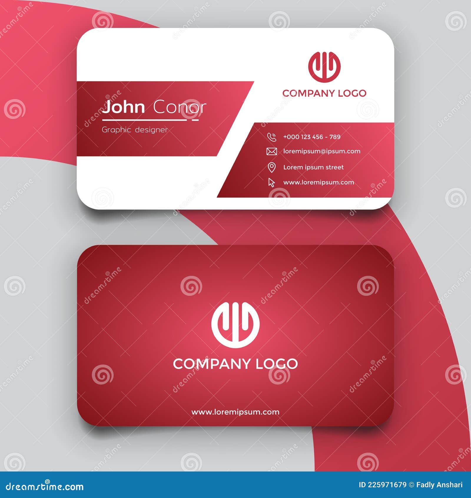 Abstract Gradient Red Business Card Template. Stationery Design Name ...