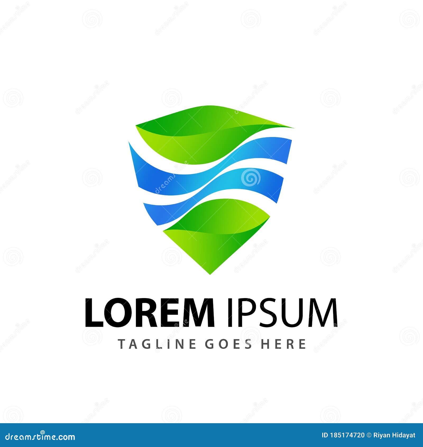 Abstract Gradient Shield Wave Leaf Company Logo Design Template Premium Vector Stock Vector ...