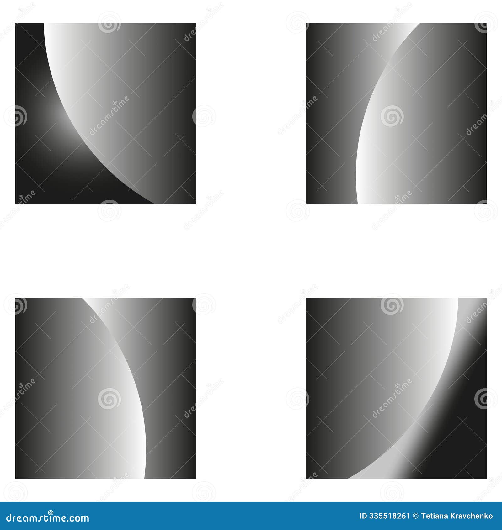 Abstract Gradient Squares. Four Variations with Light and Dark Shading ...