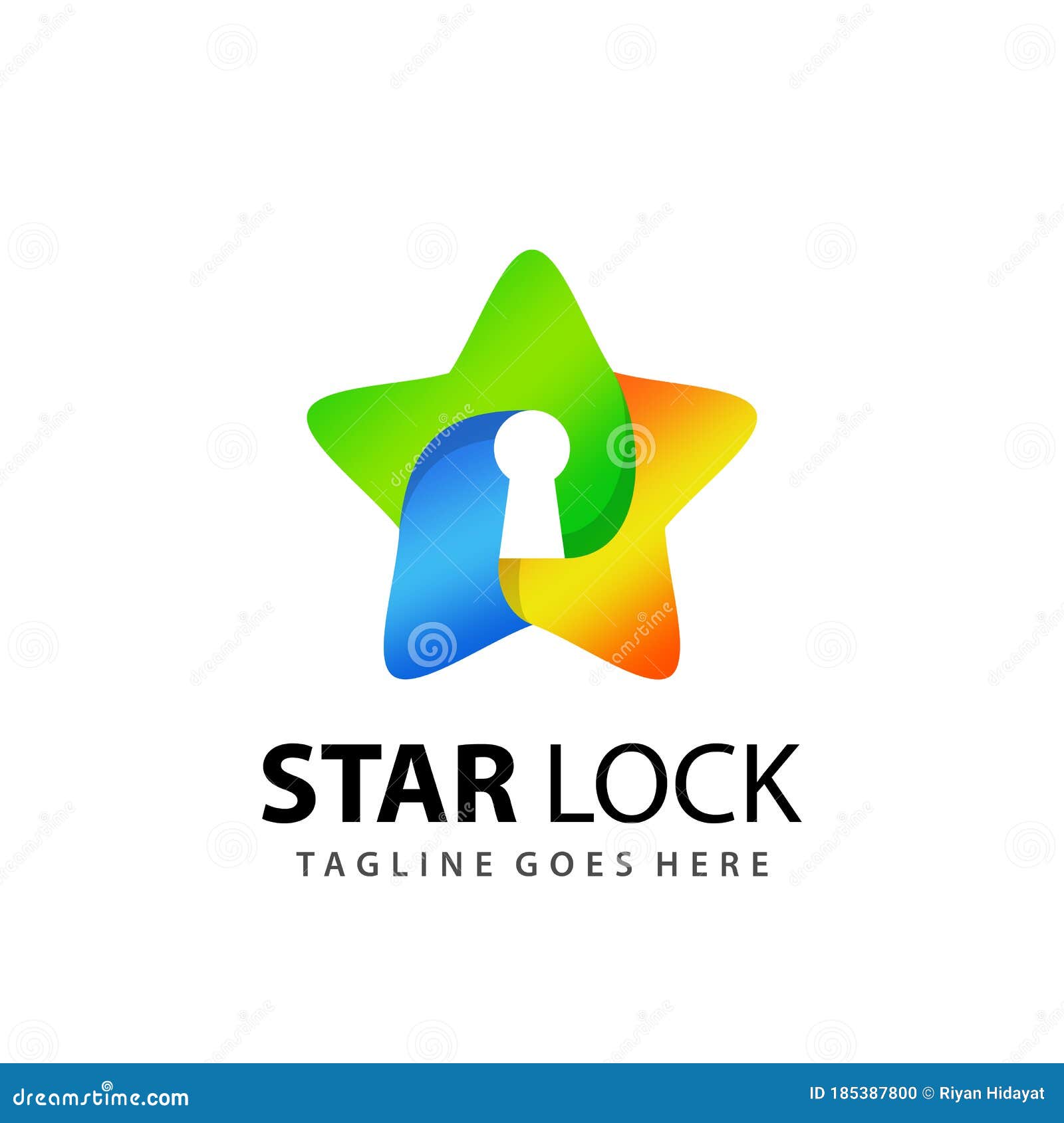 Abstract Gradient Star Lock Logo Design Template Premium Vector Stock ...