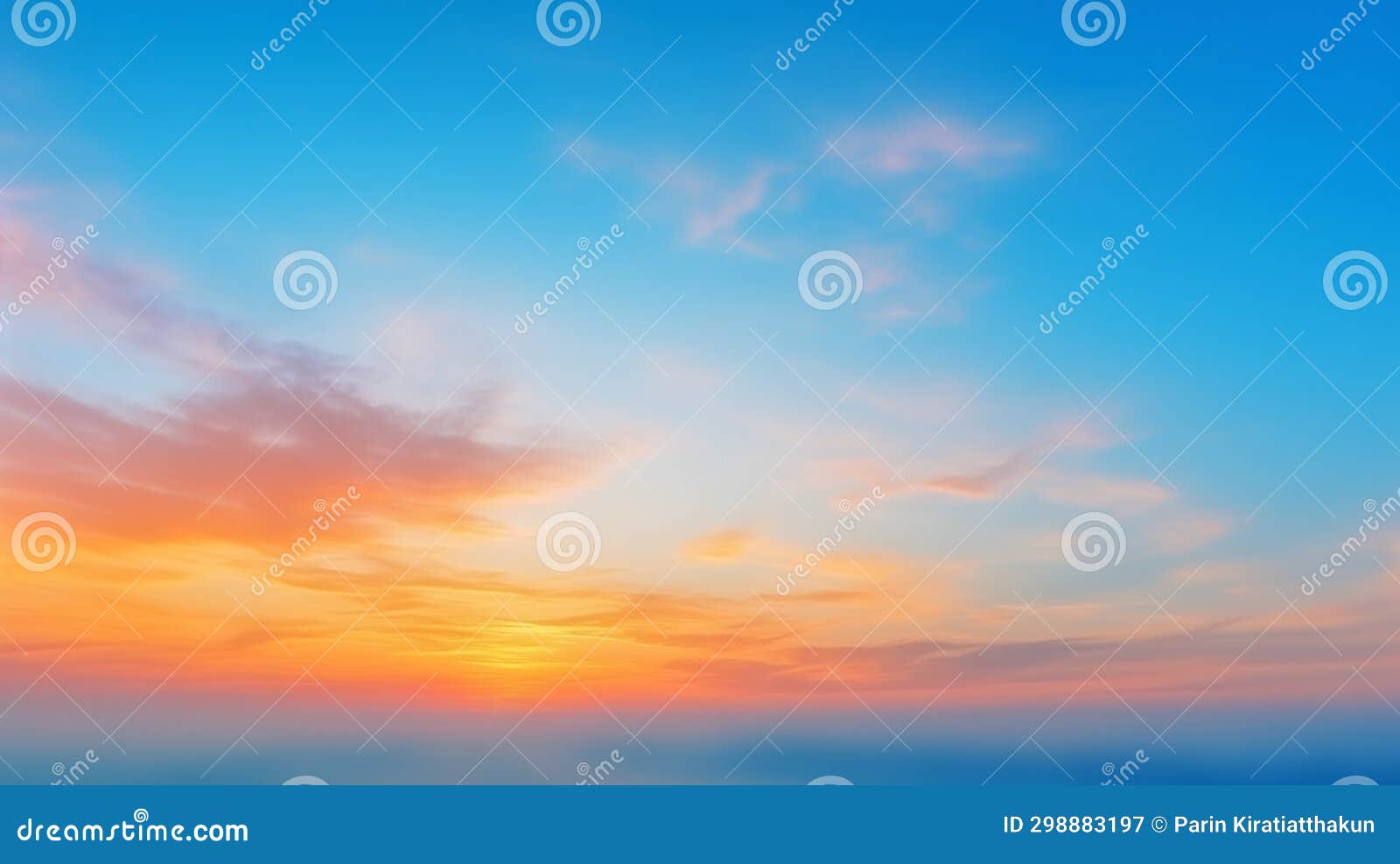 Abstract Gradient Sunrise in the Sky with Cloud and Blue Mix Orange ...