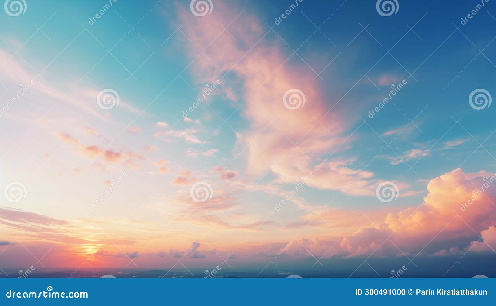 Abstract Gradient Sunrise in the Sky with Cloud and Blue Mix Orange ...