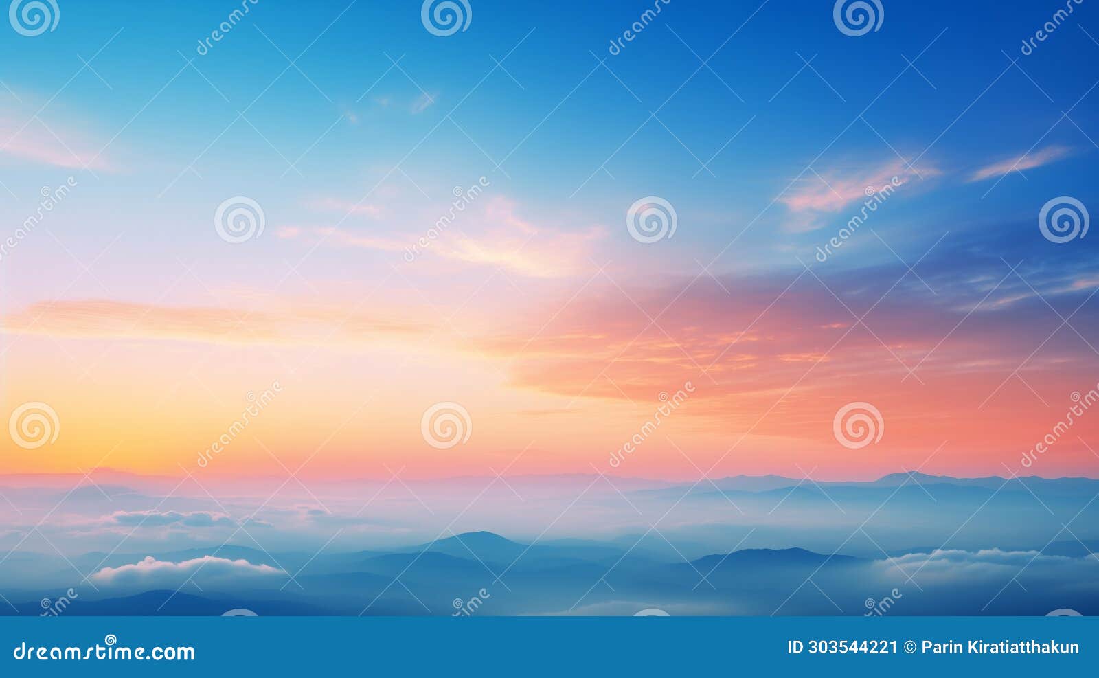Abstract Gradient Sunrise in the Sky with Cloud and Blue Mix Orange ...