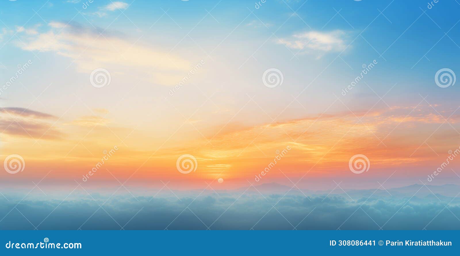 Abstract Gradient Sunrise in the Sky with Cloud and Blue Mix Orange ...