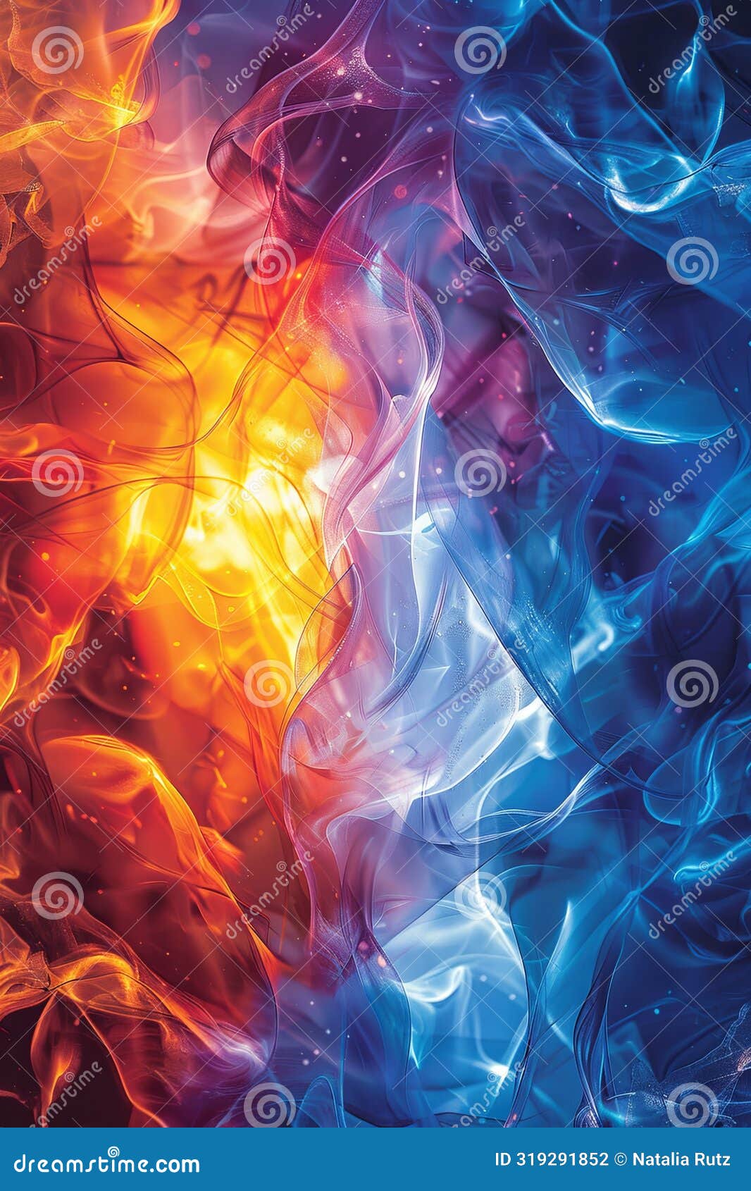 Abstract Gradient Texture Blending Fiery Orange and Cool Blue Hues with ...