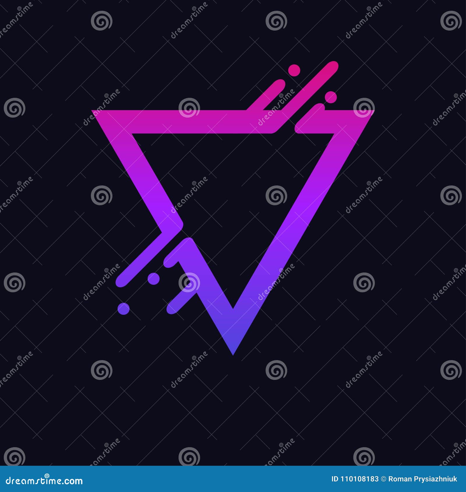 Abstract Gradient Triangle. Colorful Shape with Liquid Splash and Drops ...