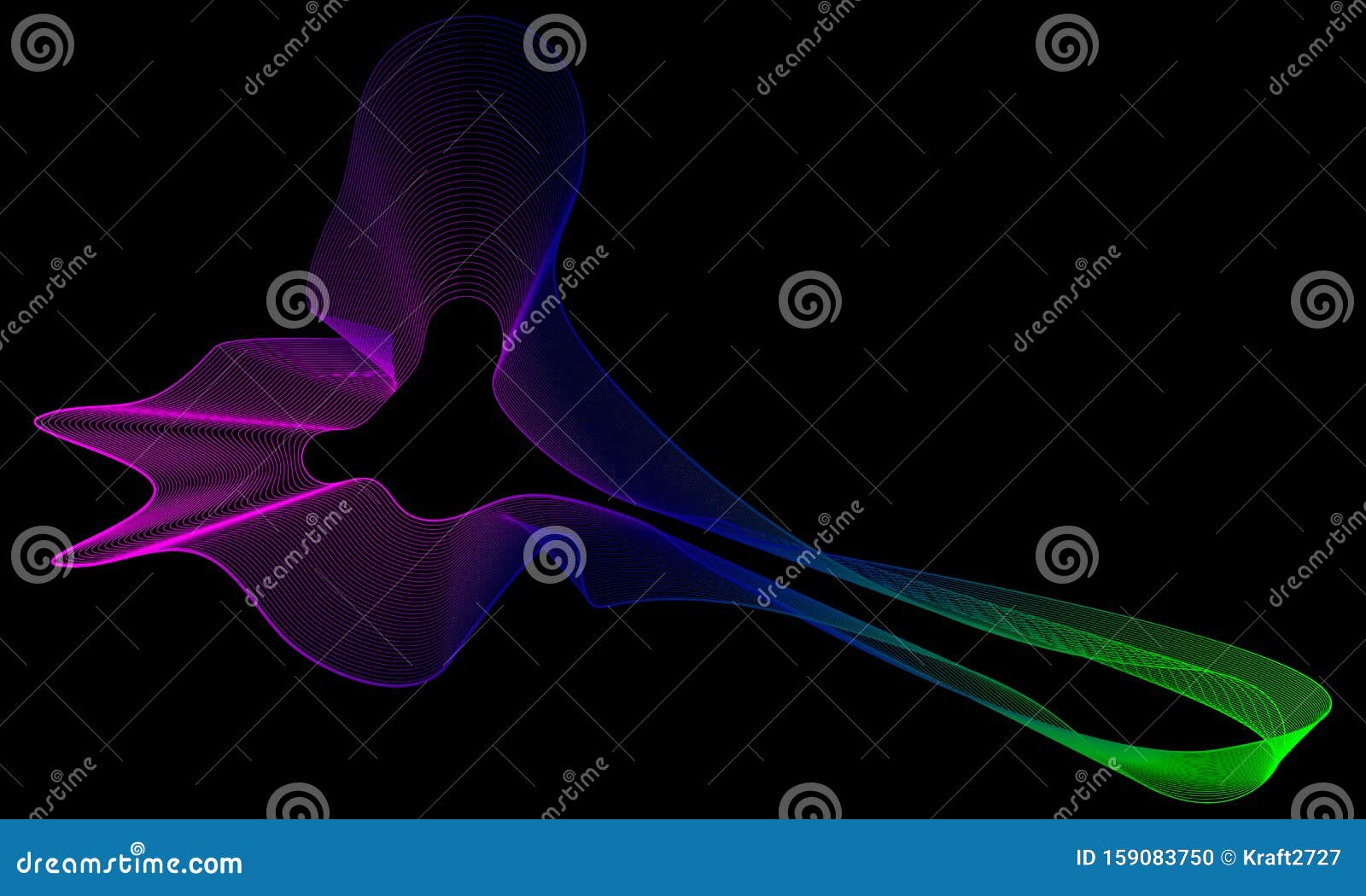 Abstract Gradient Wavy Lines on a Black Background Stock Vector ...