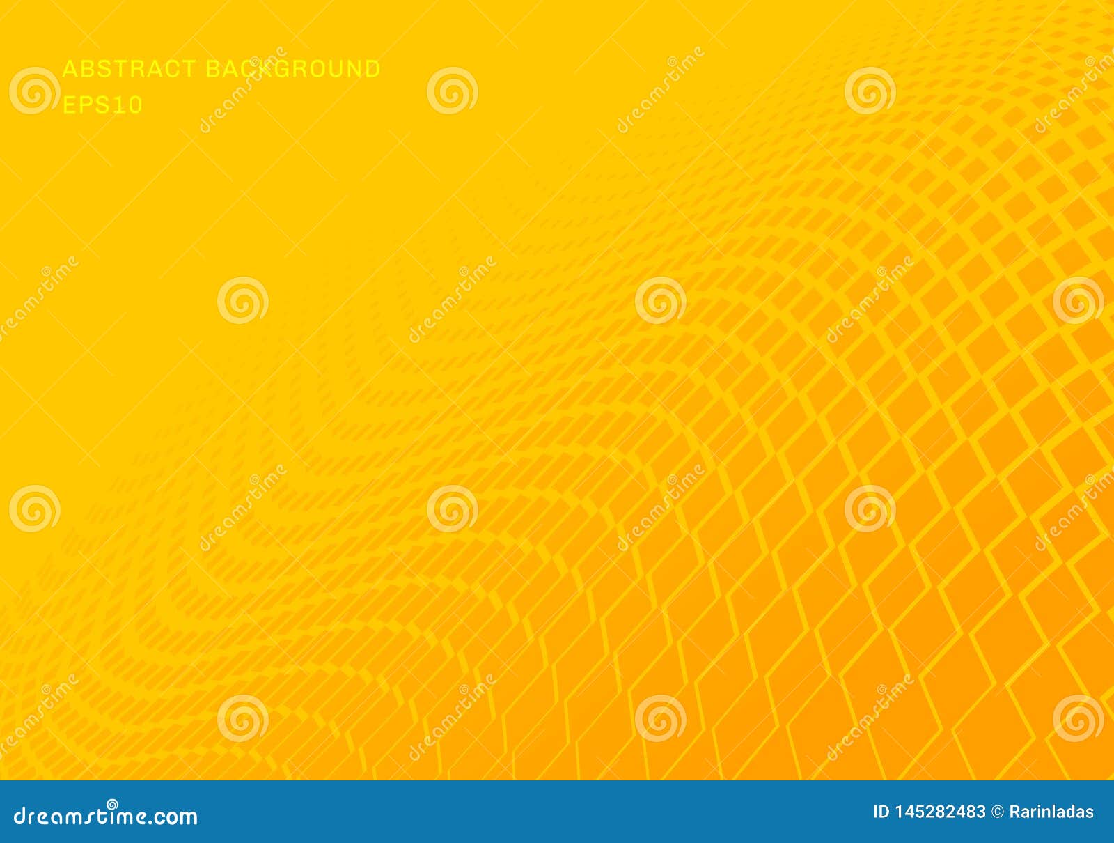 Abstract Gradient Yellow Squares Wave Pattern Halftone Horizontal ...