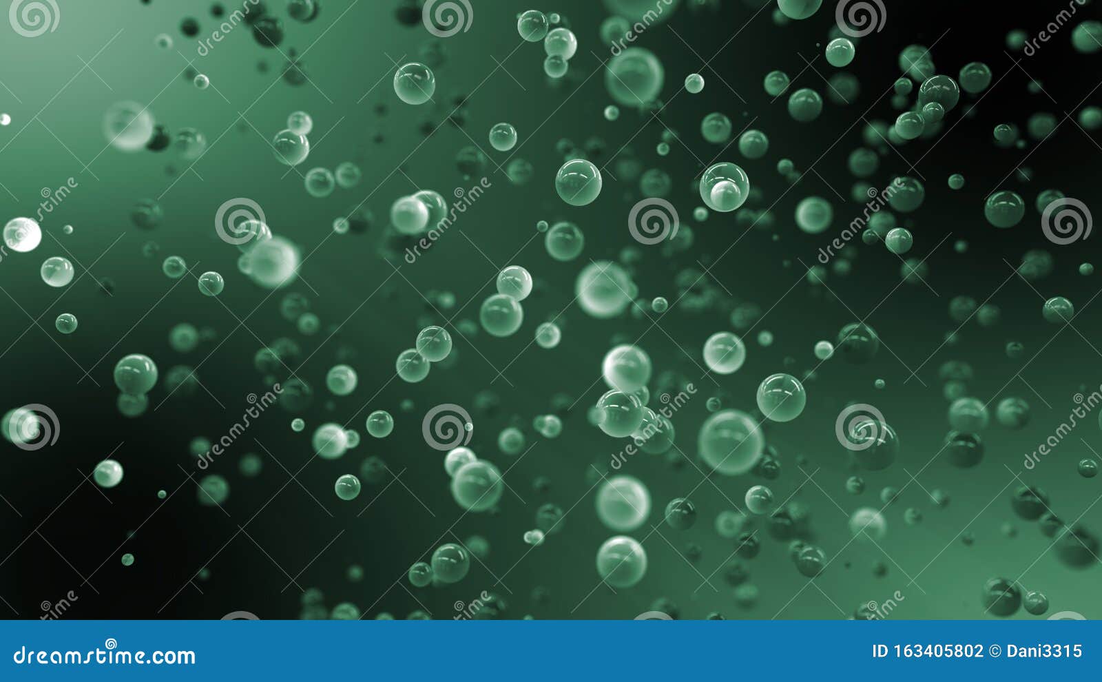 Abstract Graduated Green Background With Floating Balls Stock ...