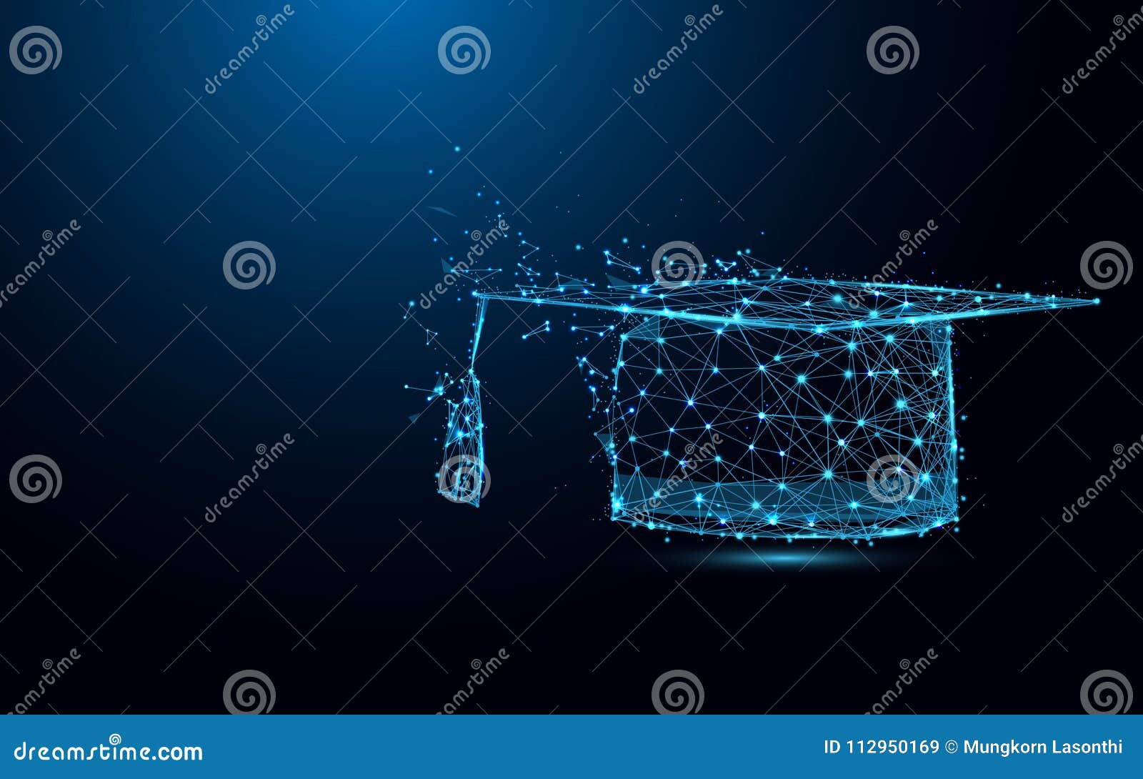 Abstract Graduation Cap Form Lines and Triangles, Point Connecting ...