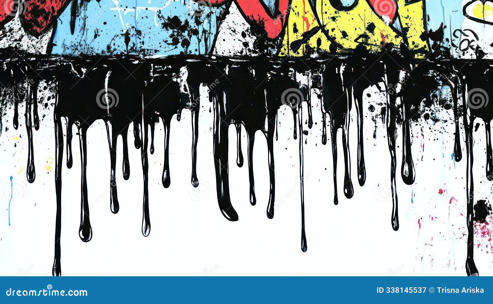 Abstract Graffiti Art with Colorful Letters and Black Paint Dripping ...