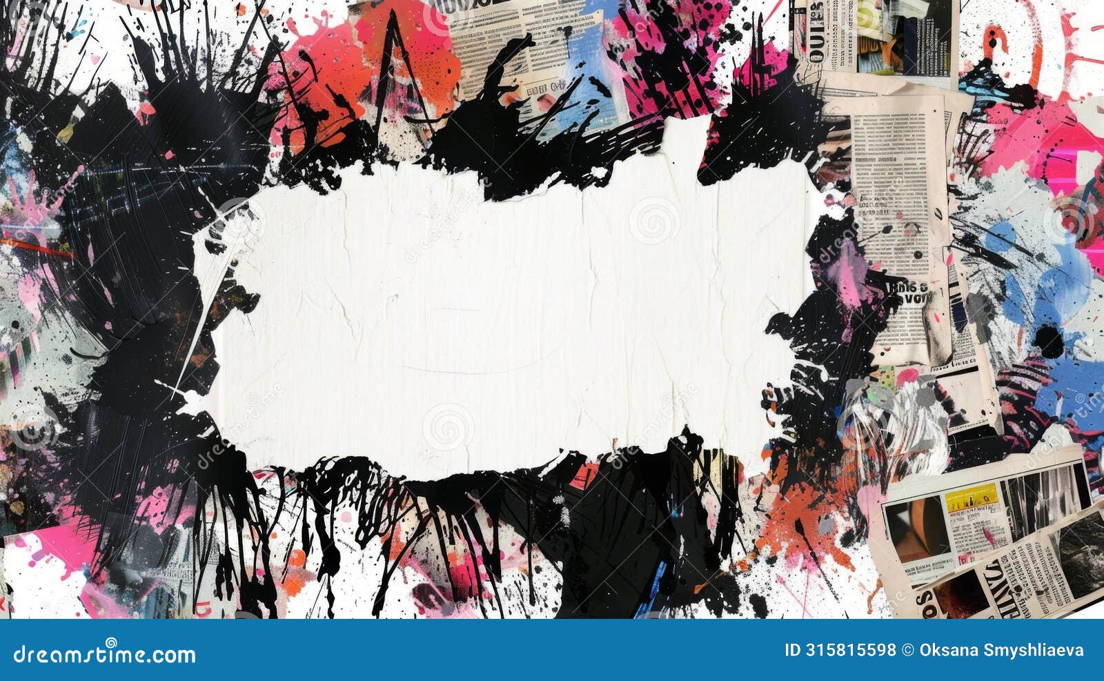 Abstract Graffiti Art Explosion with Newspaper Collage Elements Stock ...