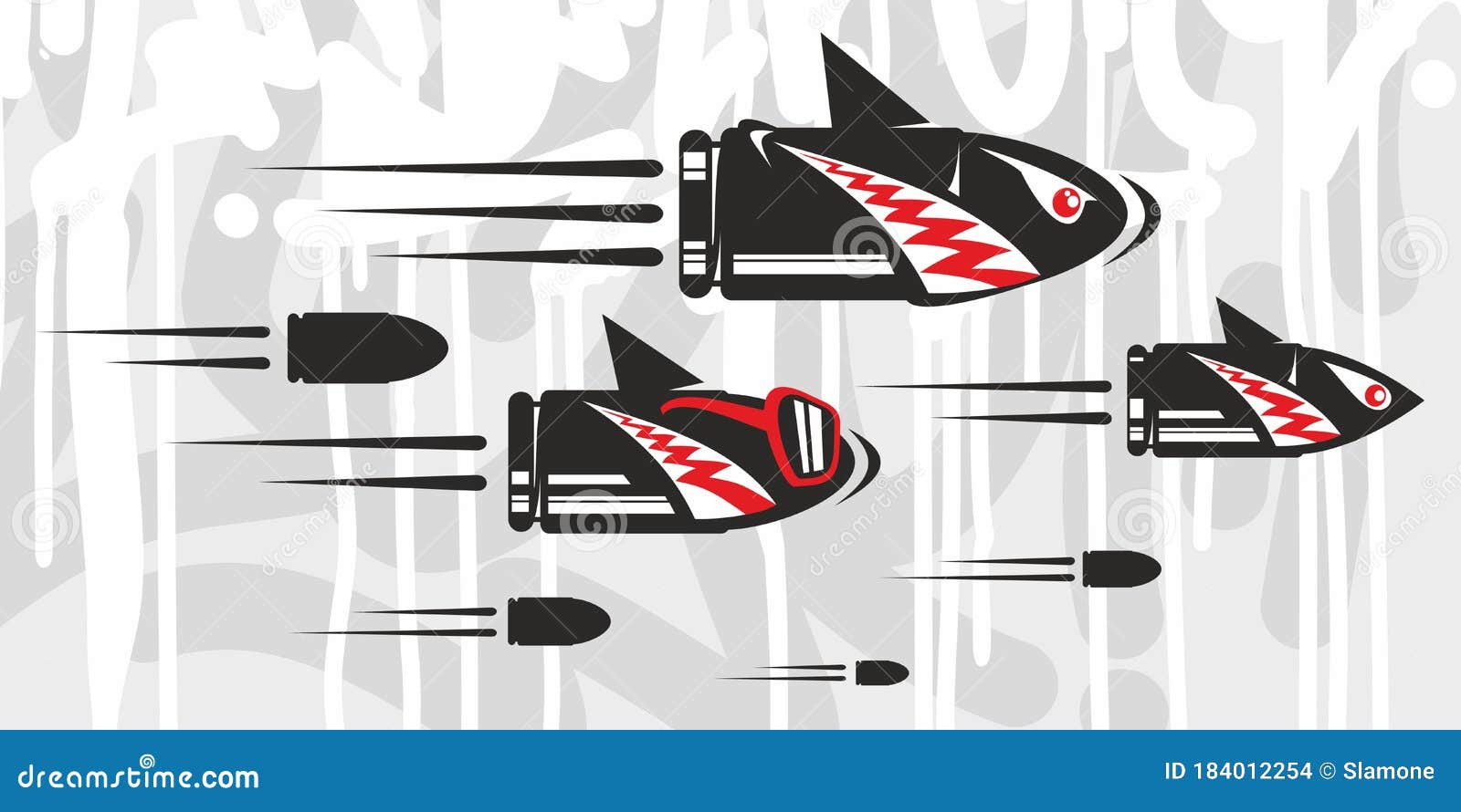 Abstract Graffiti Funny Cartoon Bullets Flying Vector Illustration ...