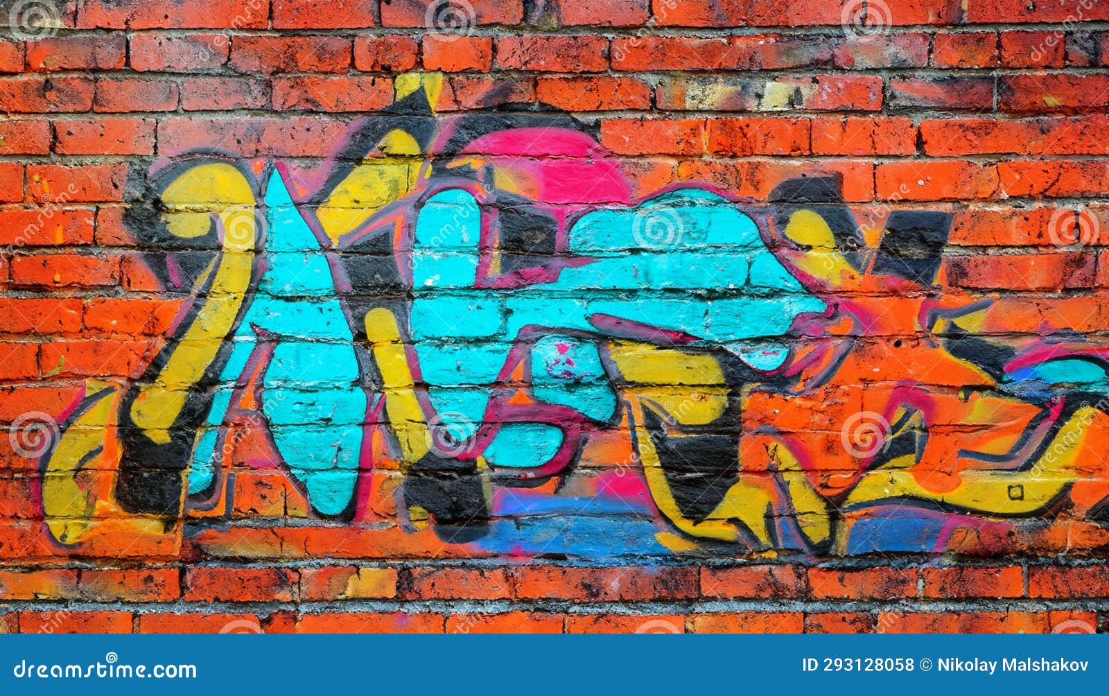 Abstract Graffiti Inscriptions on a Red Stucco Wall. Stock Illustration ...