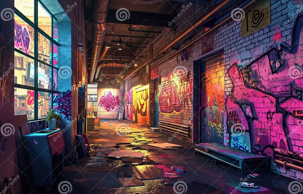 Abstract Graffiti Paintings on the Concrete Wall Background Texture ...