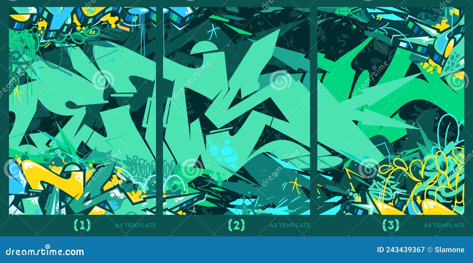 Abstract Graffiti Style A4 Poster Vector Illustration Background ...