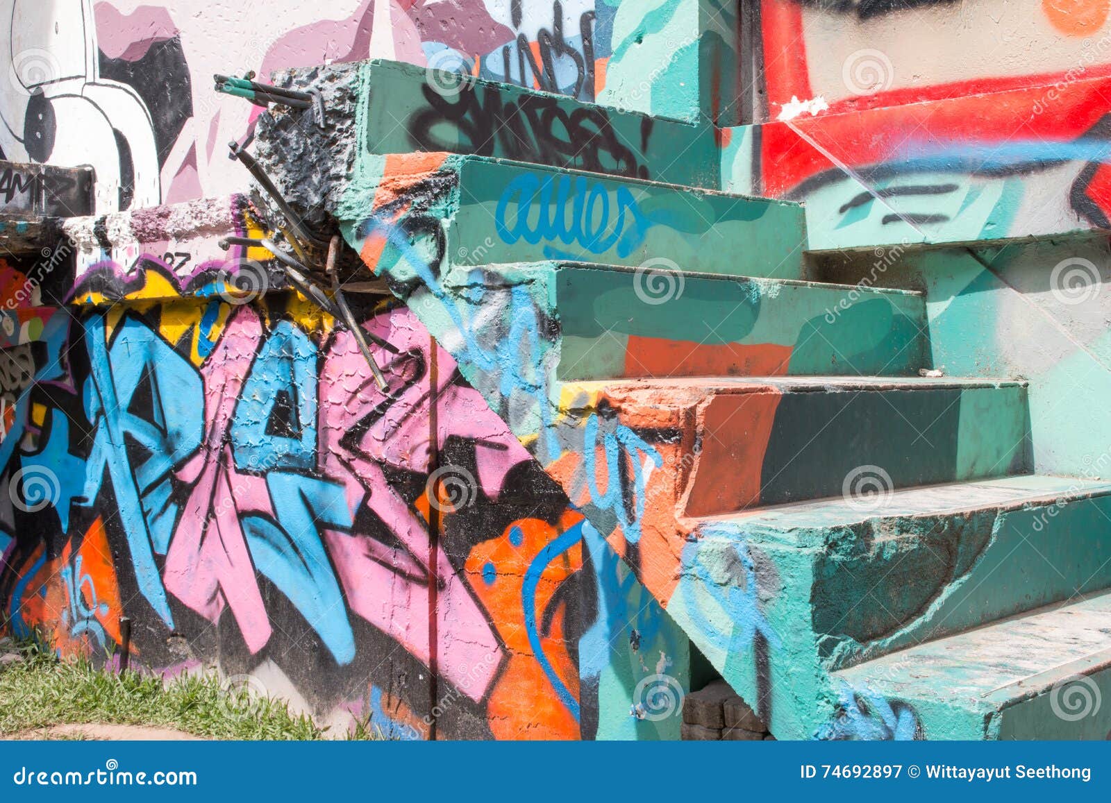 Abstract Graffiti by an Unidentified Artist on Wall. Editorial ...