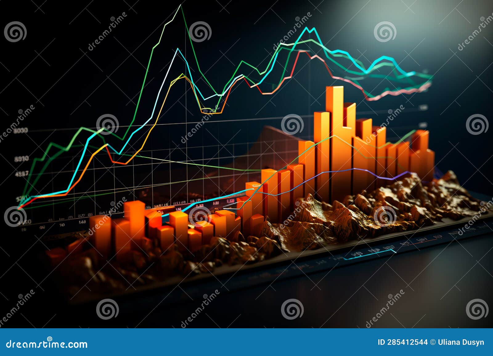 Abstract Graph, Comparison Statistics. Graph of Growth and Decline ...