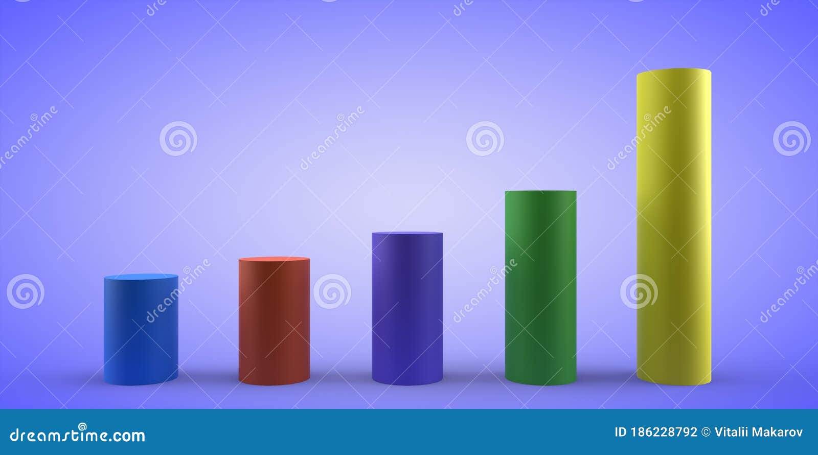 Abstract Graph of Multi-colored Cylinders on a Blue Background ...