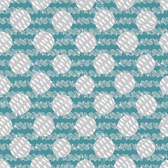 Abstract Graphic Circles and Waves Seamless Pattern. Vector Background ...
