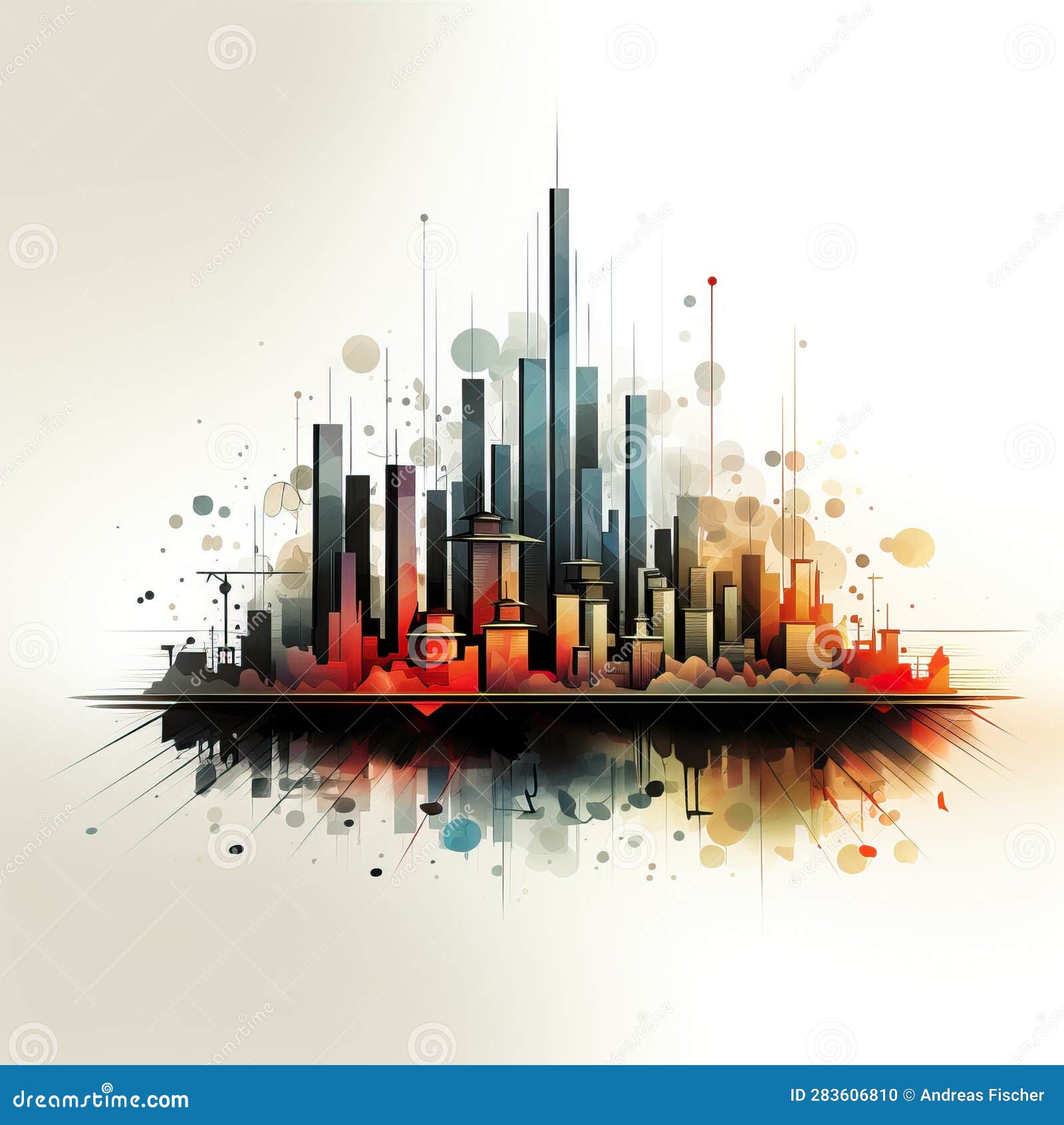 Abstract Graphic Colored City Graph on White Background. Stock ...
