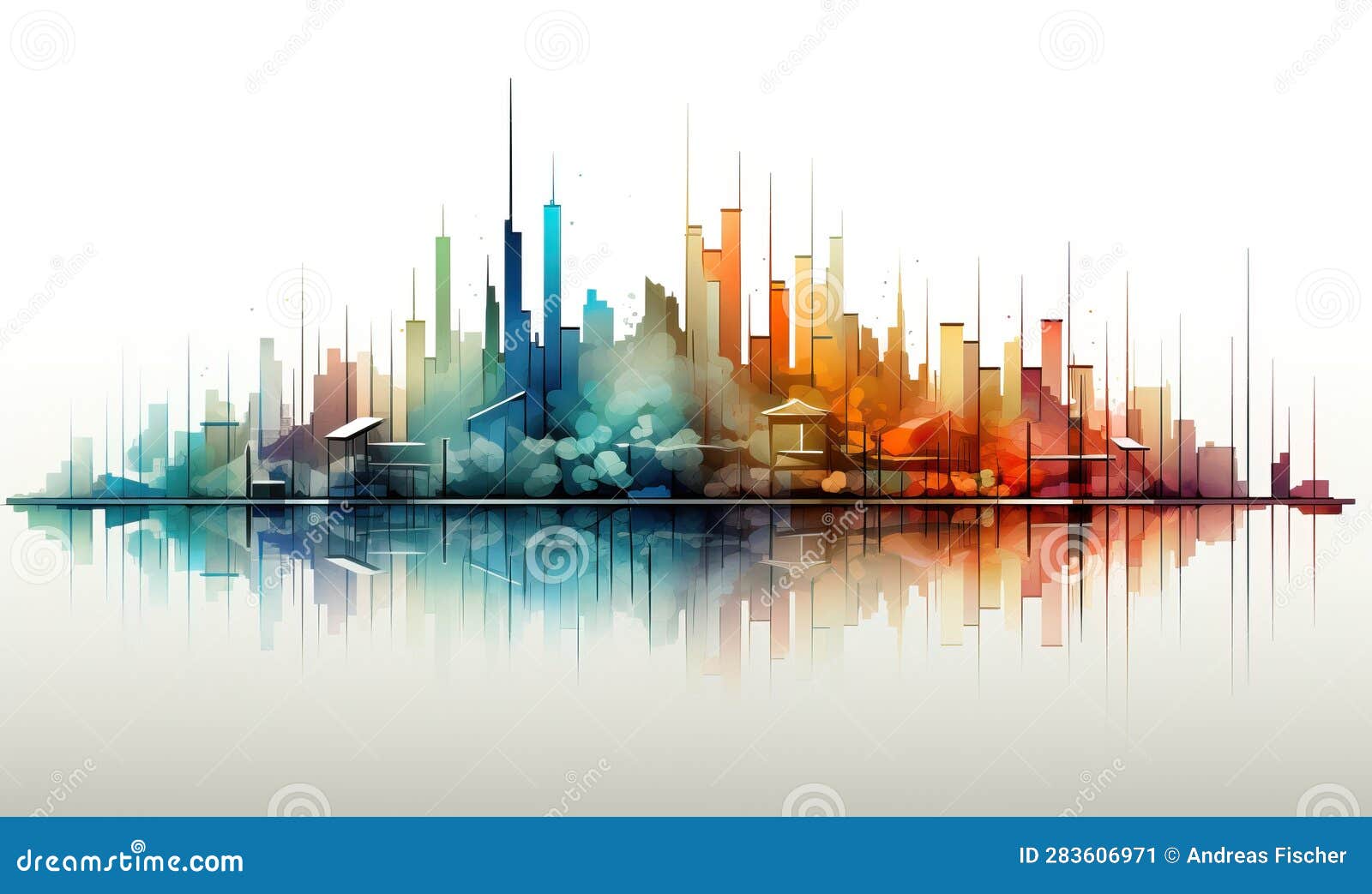 Abstract Graphic Colored City Graph on White Background. Stock ...