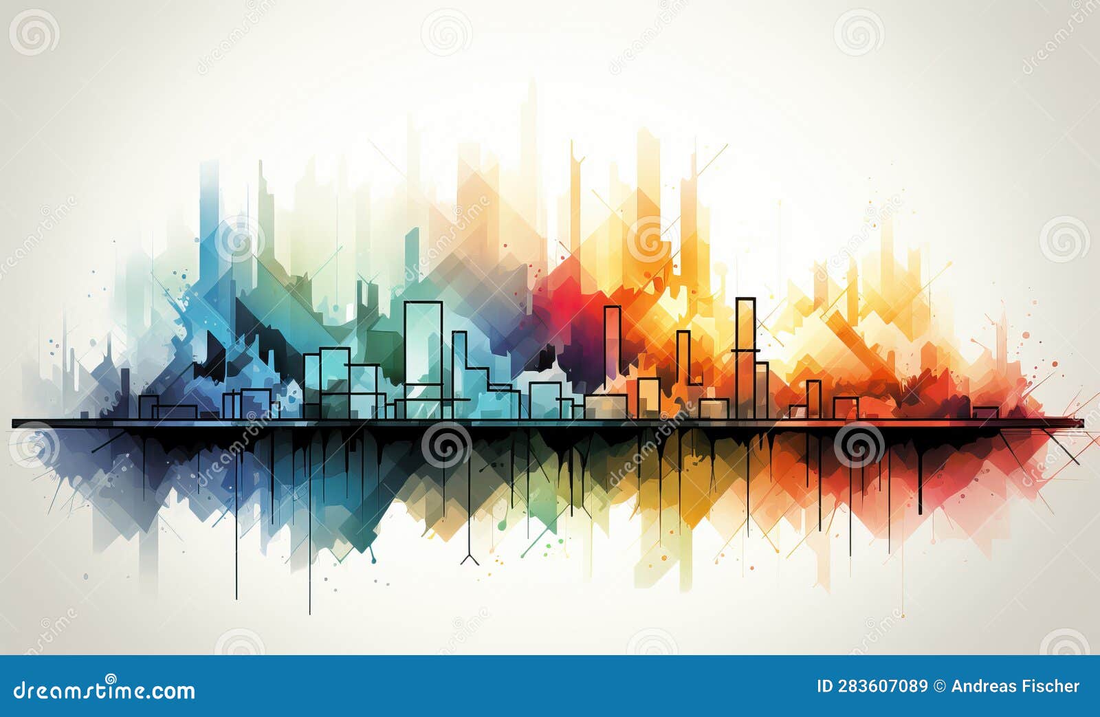 Abstract Graphic Colored City Graph on White Background. Stock ...