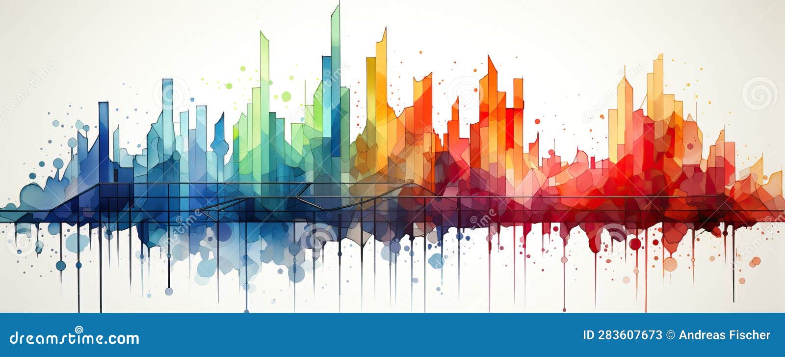 Abstract Graphic Colored City Graph on White Background. Stock ...