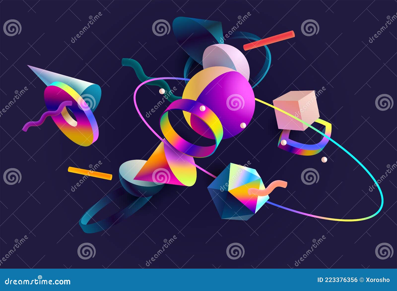Abstract Graphic Composition of 3D Geometric Shapes Stock Vector ...