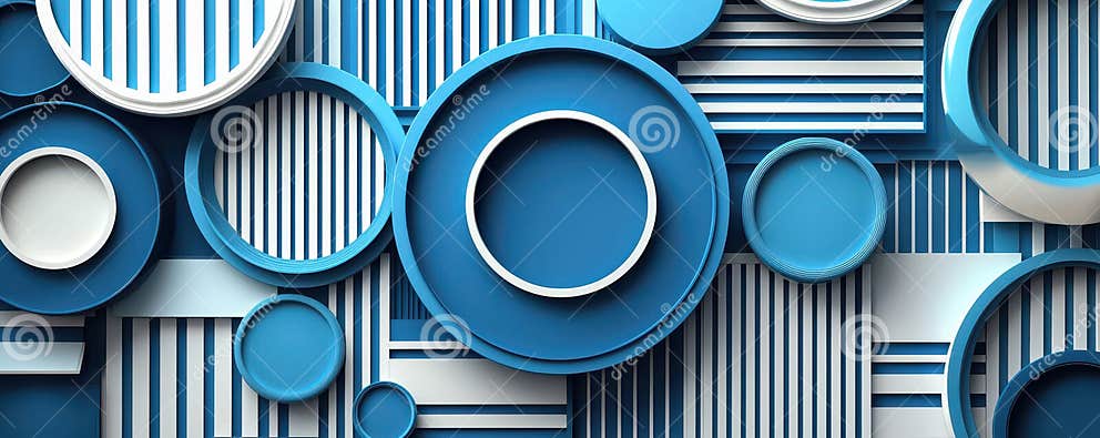 Abstract Graphic Design with Blue and White Concentric Circles and ...