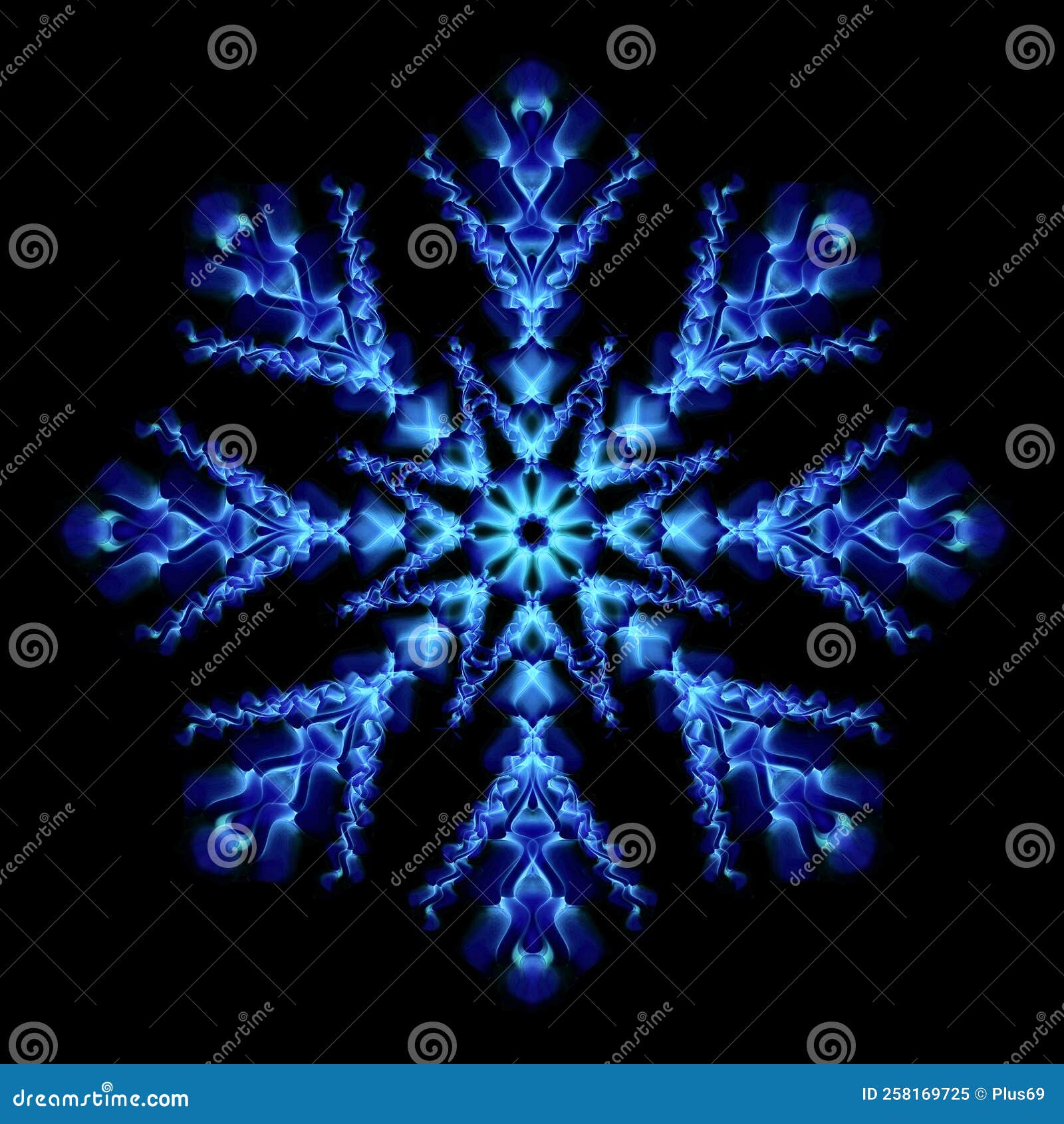 Abstract Graphic Design Element Snowflake on Black Background Stock ...