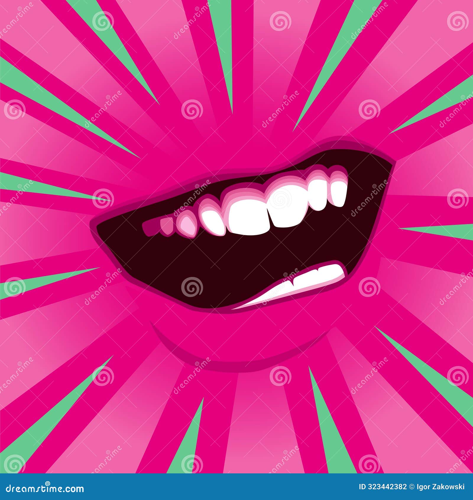 Abstract Graphic Design with Shouting or Singing Mouth Stock Vector ...