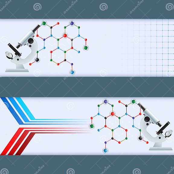 Abstract Graphic, Design Web Headers, Set of Banners with Microscope ...