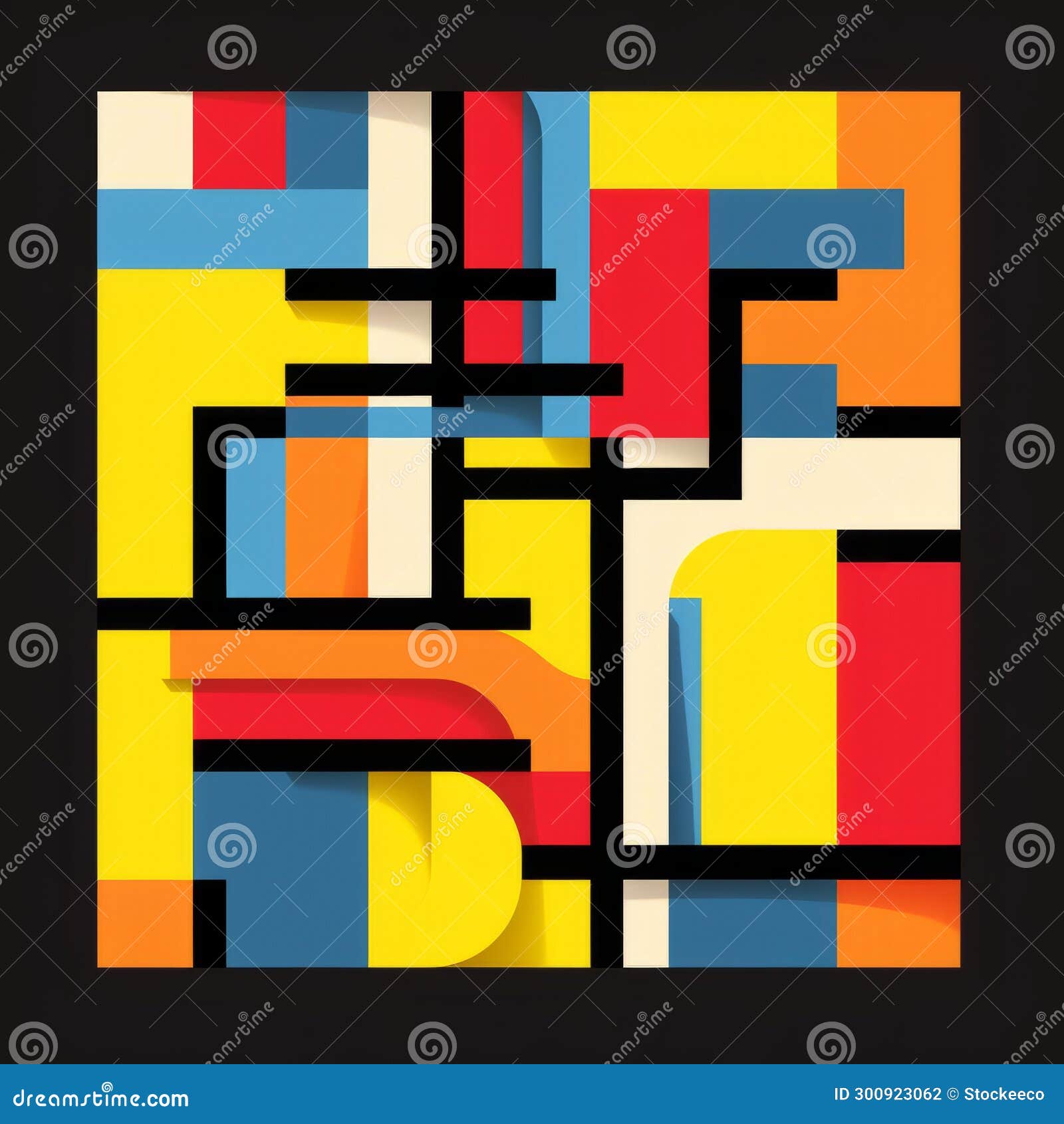 Abstract Graphic Pattern with De Stijl Influence and Bold Typography ...