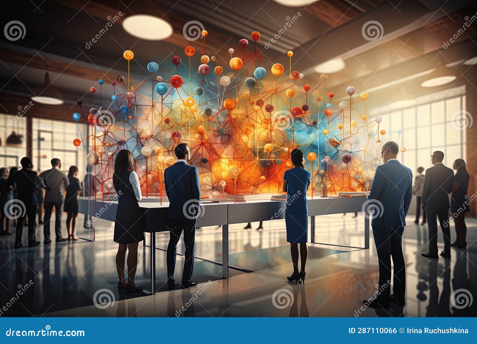 Abstract Graphic of Team Collaboration Business. Generative AI Stock ...