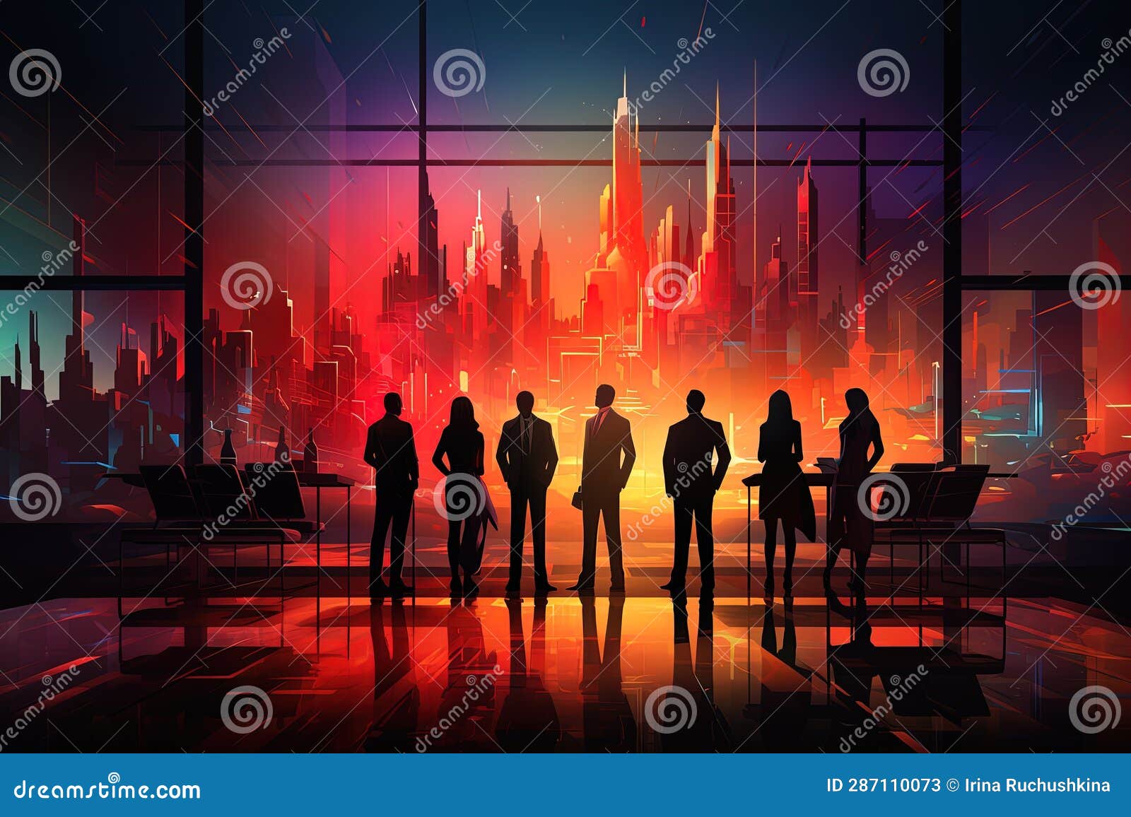 Abstract Graphic of Team Collaboration Business. Generative AI Stock ...