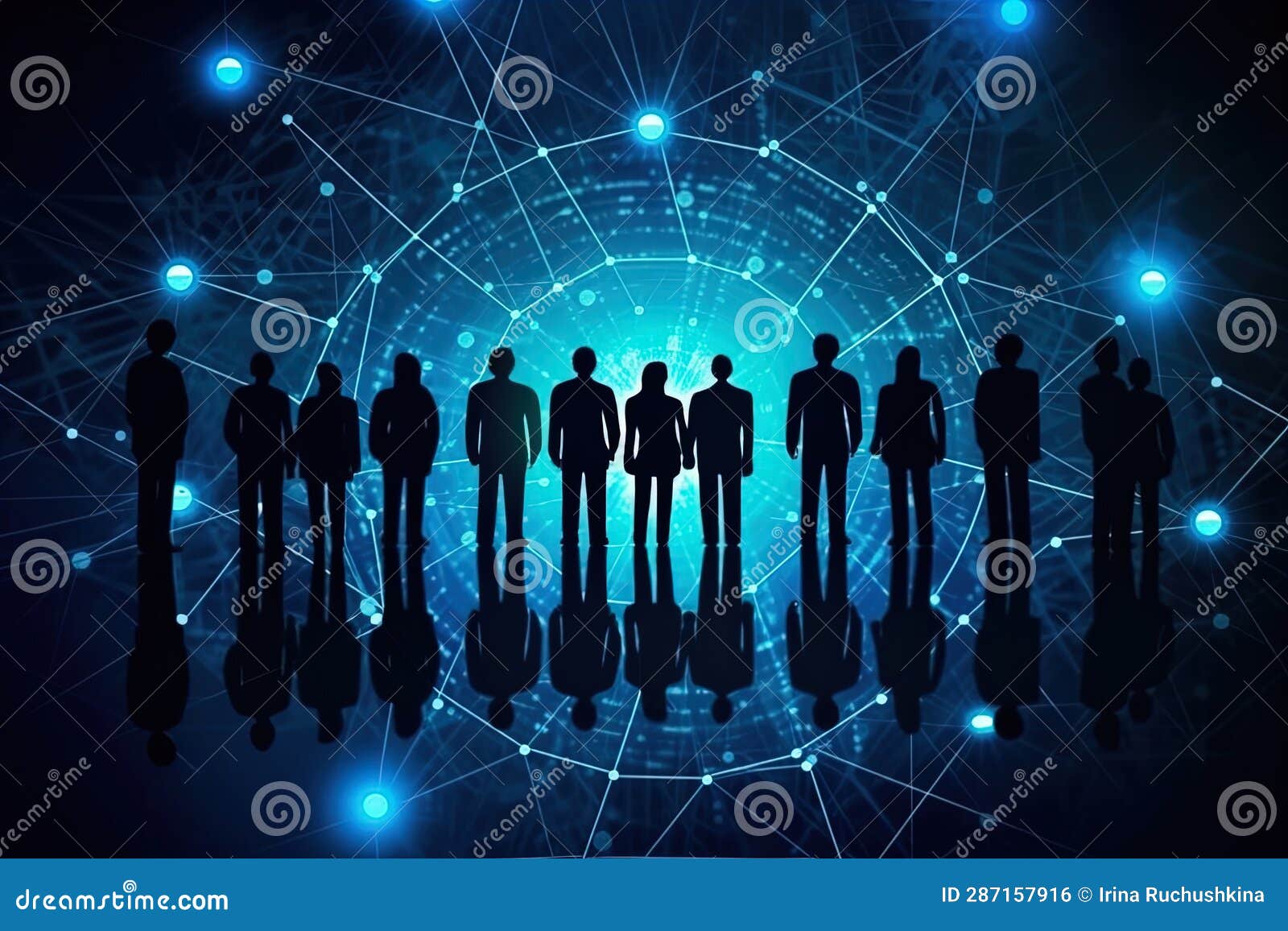 Abstract Graphic of Team Collaboration Business. Generative AI Stock ...