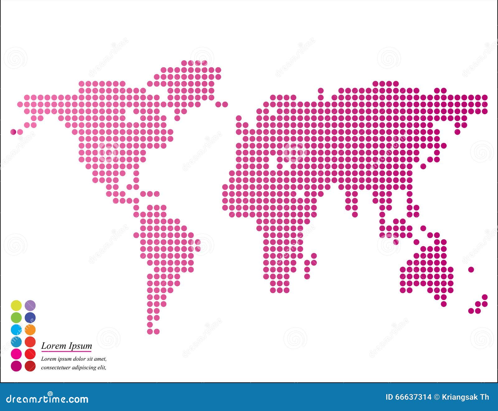 Abstract Graphic World Map of Round Dots with Pointer Marks . Stock ...
