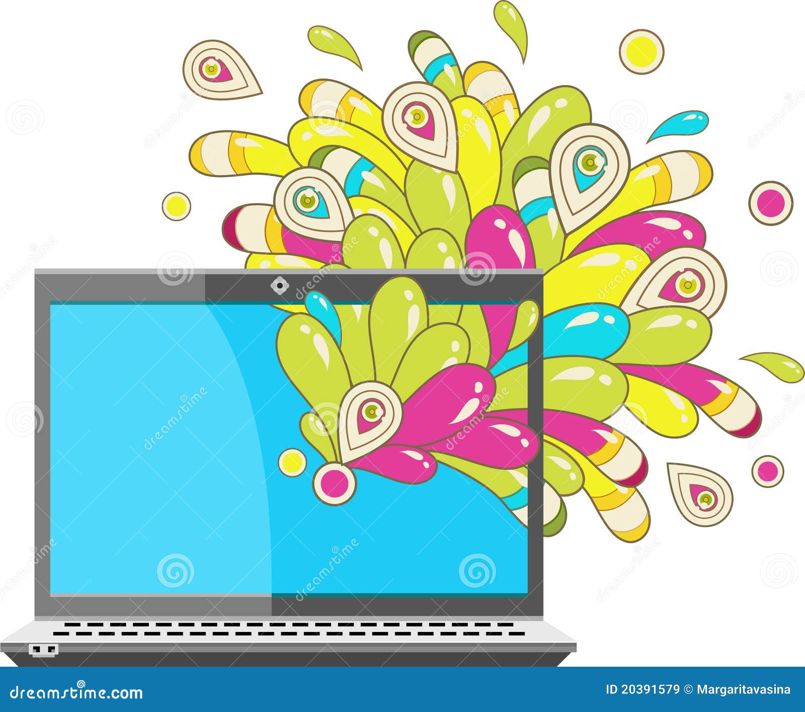 Abstract Graphics Coming Out from a Laptop Stock Vector - Illustration ...