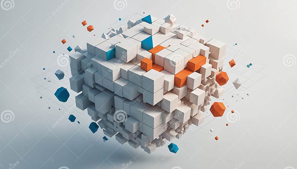 Abstract Gravitation Blocks, Surreal Levitating Structures Stock ...