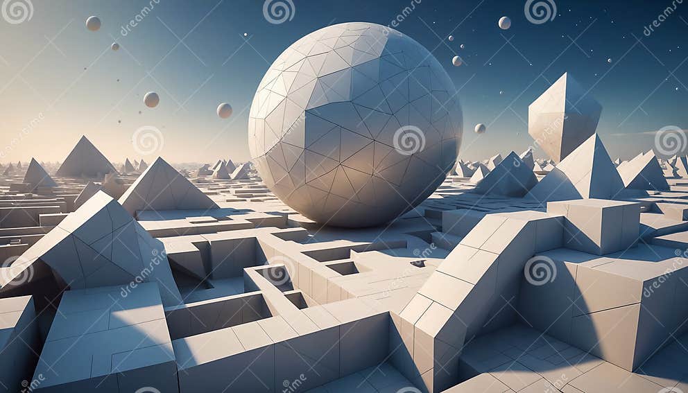 Abstract Gravitation Blocks, Surreal Levitating Structures Stock ...