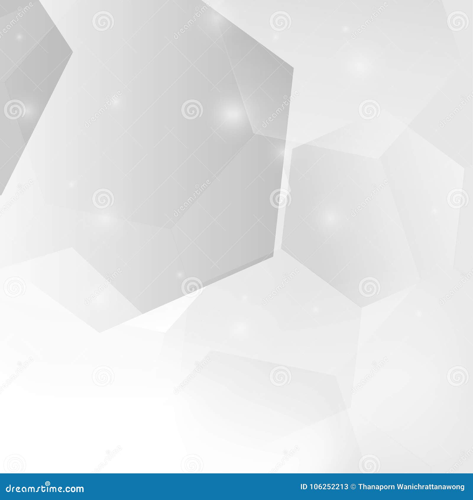 Abstract Gray Gradient Hexagon on White Background with Soft Light Glitter. Stock Vector ...