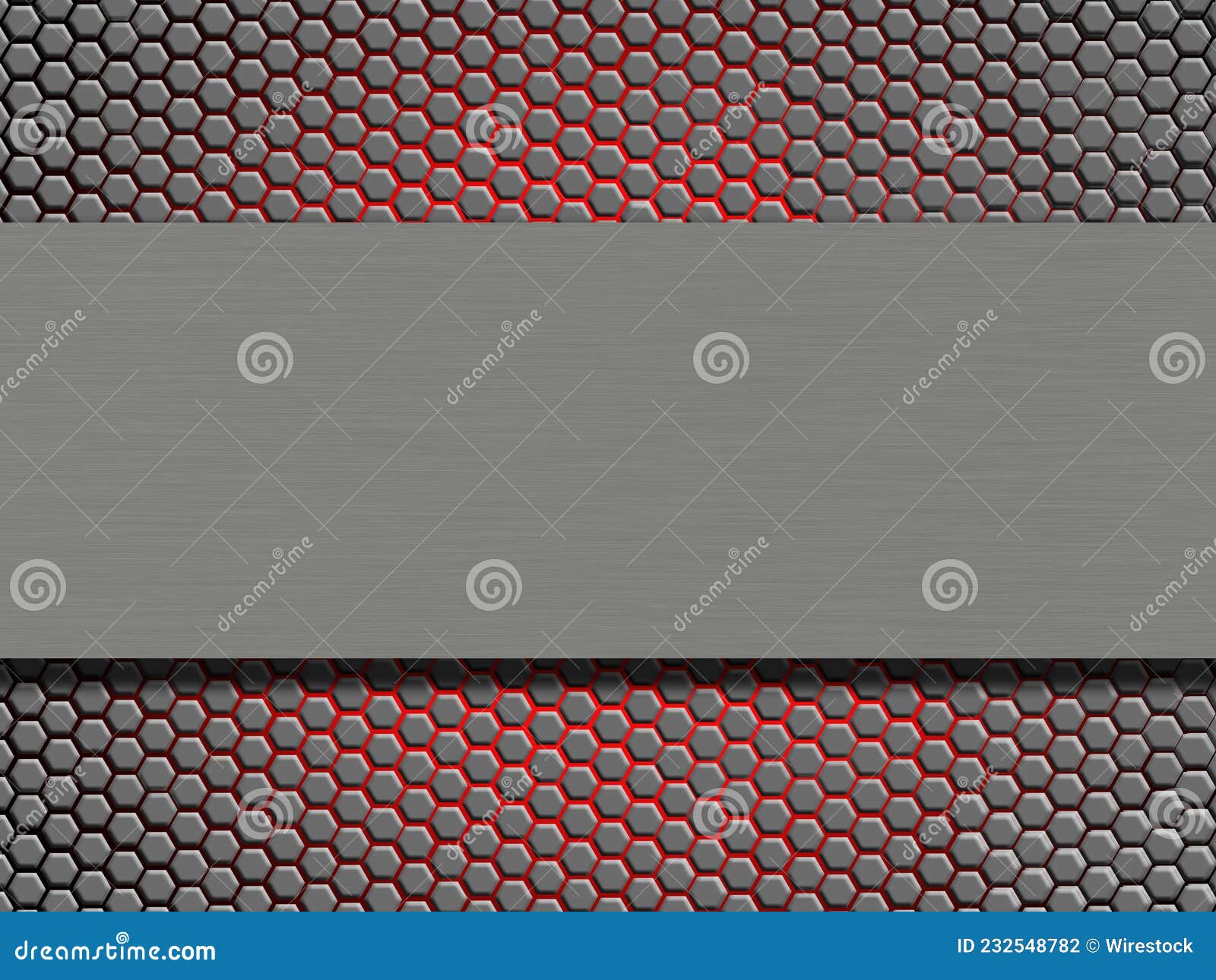 Abstract Gray Honeycomb Pattern on Red Neon Background with Space for ...