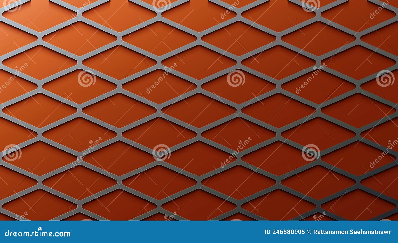 Abstract Gray Metal Diamond Mesh Pattern on Orange Background. Modern ...
