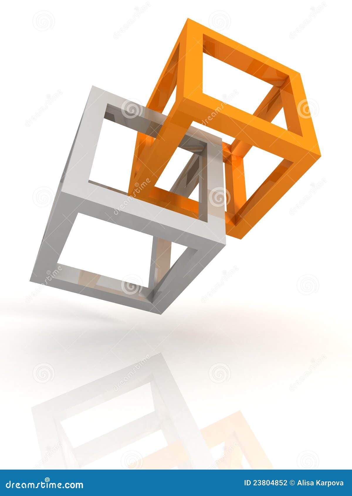 Abstract Gray and Orange Intersecting Cubes Stock Illustration ...
